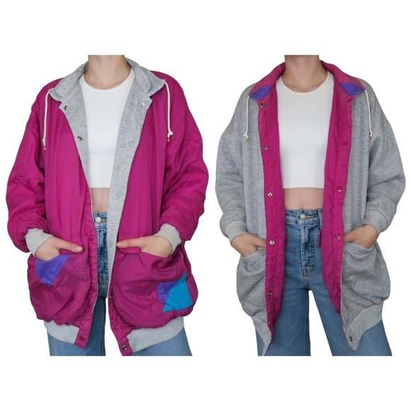 Jackets & Coats | Vintage 8s Reversible Colorblock Windbreaker Jacket ...